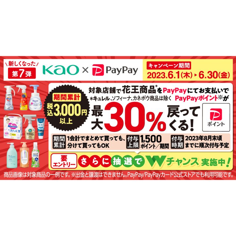 PayPayとYahoo! JAPAN、「花王商品の購入で最大30%戻ってくるキャンペーン」実施 | 2023年4月27日のプレスリリース | PayPay株式会社